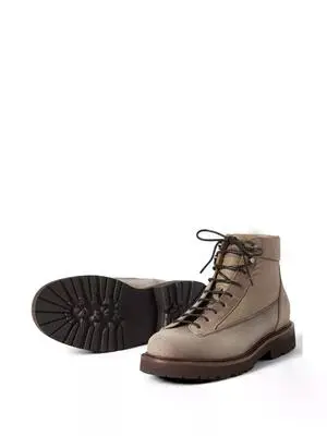 Brunello Cucinelli Suede And Techno Fabric Lace-up Boots