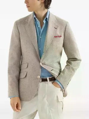 Brunello Cucinelli Wool, Alpaca And Silk Houndstooth Deconstructed Cavallo Blazer