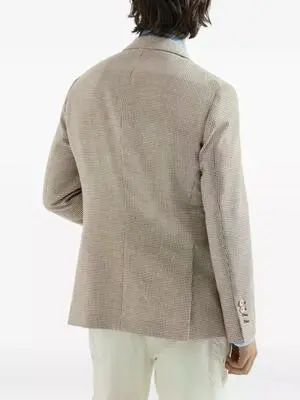 Brunello Cucinelli Wool, Alpaca And Silk Houndstooth Deconstructed Cavallo Blazer