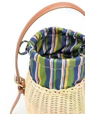 Maje Blanca Wicker-panelled Leather Bucket Bag