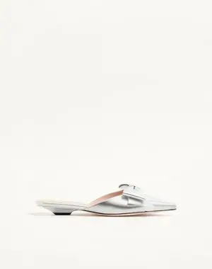 Valentino Garavani Laminated Nappa Bow Mule - Silver