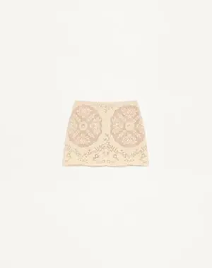 Valentino Garavani Floral Stamp Blanket Mini Skirt - Ecru/silver
