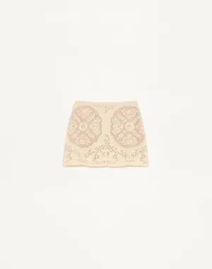 Valentino Garavani Floral Stamp Blanket Mini Skirt - Ecru/silver