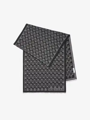 Alexander McQueen Skull Jacquard Scarf - Grey/black