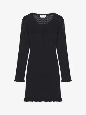 Alexander McQueen Pointelle Knit Mini Dress - Black
