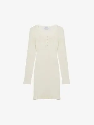 Alexander McQueen Viscose Blend Pointelle Knit Mini Dress - Ivory