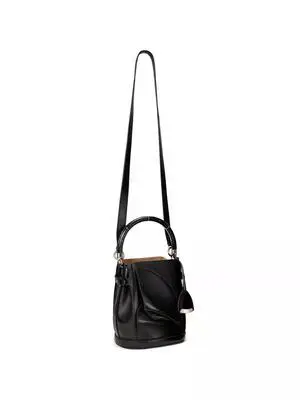 Ralph Lauren Pleated Leather Bucket Bag - Black