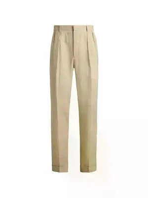Ralph Lauren Purple Label Beige Check Pleated Trousers
