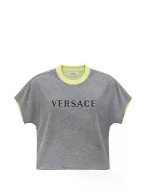 Versace Logo Print Layered Effect T-shirt - Grey