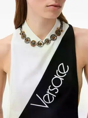 Versace Embroidered Logo Cotton-jersey Tank Top