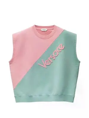 Versace Embroidered Cotton Jersey Short-sleeved Sweatshirt