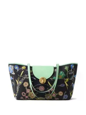 Versace Vivian Printed Small Canvas Tote - Black