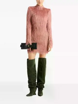 Balmain Fringed Long-sleeve Mini Dress