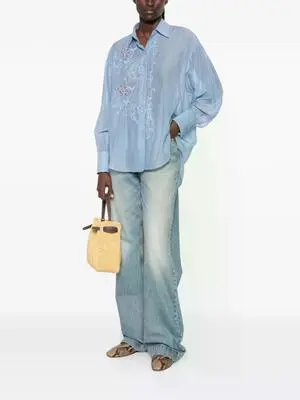 Ermanno Scervino Sheer Floral Embroidered Shirt