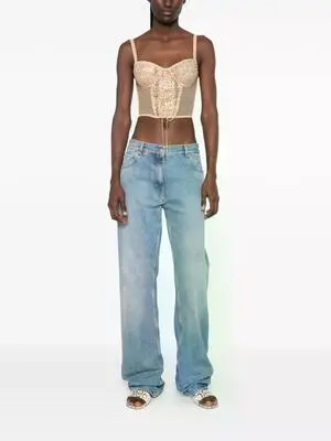 Ermanno Scervino Lace-up Corset Top With Sequin Embellishment