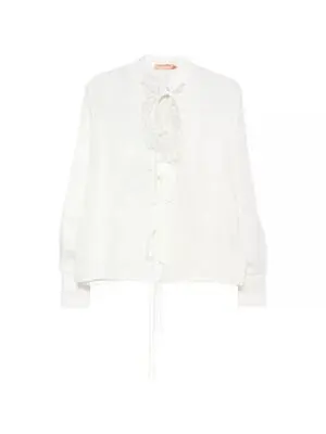 Ermanno Scervino Lace-panelled Tie-fastening Blouse - White