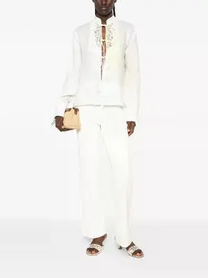 Ermanno Scervino Lace-panelled Tie-fastening Blouse