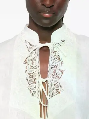 Ermanno Scervino Lace-panelled Tie-fastening Blouse