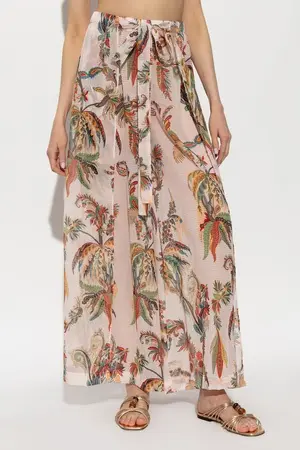 Etro Palazzo Pants With Side Slits And Botanical Print