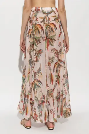 Etro Palazzo Pants With Side Slits And Botanical Print