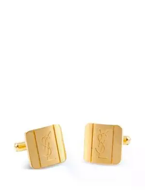 Saint Laurent 1990s Cassandre-logo Square Cuff-links - Gold