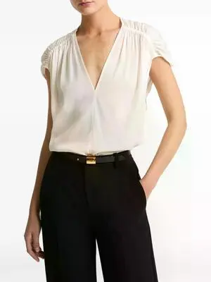 Vince Ruched Cap-sleeve Blouse