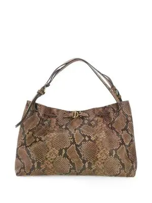 GIANNI CHIARINI Mimi Python-effect Leather Shoulder Bag - Brown
