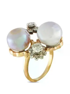 LB EXCLUSIVE 18k Yellow Pearl And Diamond Flower Ring - Gold