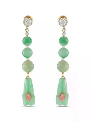 LB EXCLUSIVE 18k Yellow Diamond And Jade Earrings - Gold