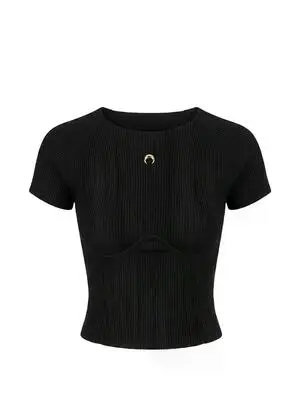 MARINE SERRE Ribbed Knit Crescent Moon Top