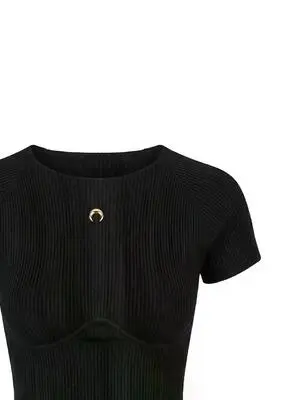 MARINE SERRE Ribbed Knit Crescent Moon Top