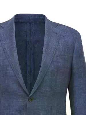 Canali Check-pattern Notched-lapel Blazer - Blue