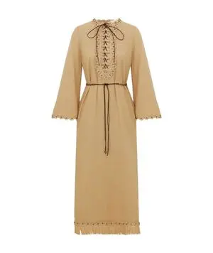 Zimmermann Floral Appliqué Lace-up Dress - Neutrals