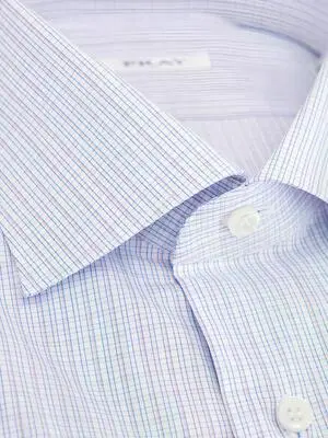 FRAY Check-pattern Cutaway-collar Shirt - Blue
