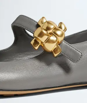Bottega Veneta Charlotte Mary-jane Ballerina - Basalt