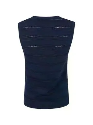 BLUGIRL Navy Pointelle Knit Ribbed Top - Blue