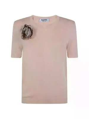 BLUGIRL Short-sleeve Floral Appliqué Top