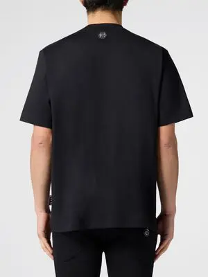 Philipp Plein Cotton T-shirt With Embroidered Logo And Bead And Rhinestone Applications