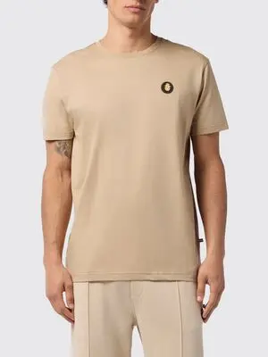 BILLIONAIRE Cotton Jersey Crewneck T-shirt With Applied Logo Patch - Beige