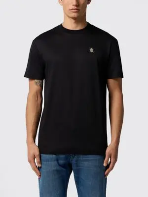 BILLIONAIRE Cotton Jersey Crewneck T-shirt With Applied Logo Patch - Black