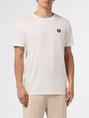BILLIONAIRE Cotton Jersey Crewneck T-shirt With Applied Logo Patch - White 1