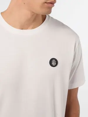 BILLIONAIRE Cotton Jersey Crewneck T-shirt With Applied Logo Patch - White 1