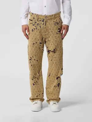 Philipp Plein Destroyed Beach Wide Leg Jeans - Beige