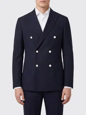 LARDINI Virgin Wool Blend Double-breasted Blazer With Peak Lapels