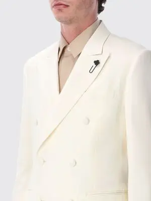 LARDINI Double-breasted Peak Lapel Blazer In Viscose And Silk