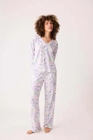PJ Salvage Violet Rose Floral Waffle Thermal Pants