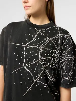 Philipp Plein Embellished Cotton T-shirt Dress - Black