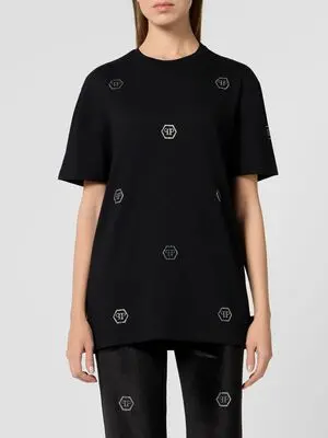Philipp Plein Cotton T-shirt With Rhinestone Embellishment