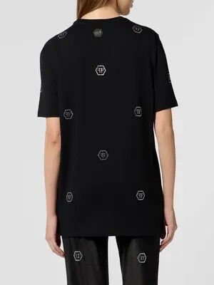 Philipp Plein Cotton T-shirt With Rhinestone Embellishment