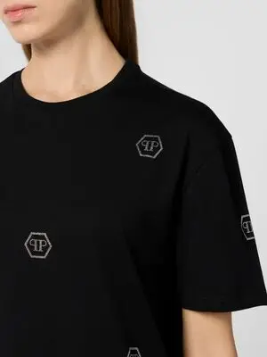 Philipp Plein Cotton T-shirt With Rhinestone Embellishment